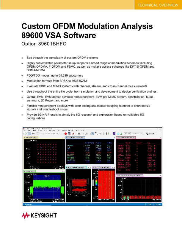 Custom OFDM Modulation Analysis 89600 VSA Software Option 89601BHFC PDF Asset Page | Keysight